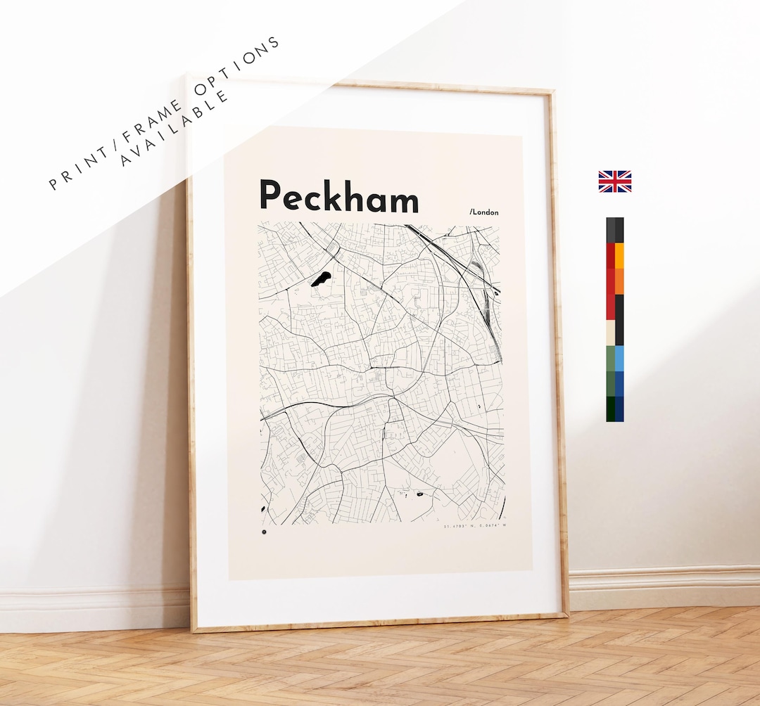 Peckham Map Print - Custom Options/colours Available - Prints or Framed ...