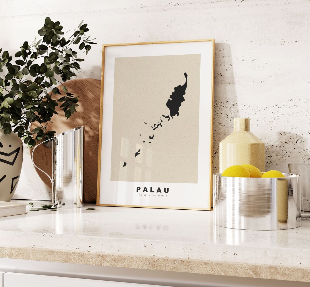Palau Print - Custom Map Print - Personalised Text Gift Options ...