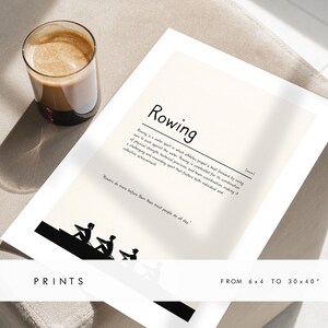 Rowing Definition Print - Custom Text/quote Options - Customised Gift ...