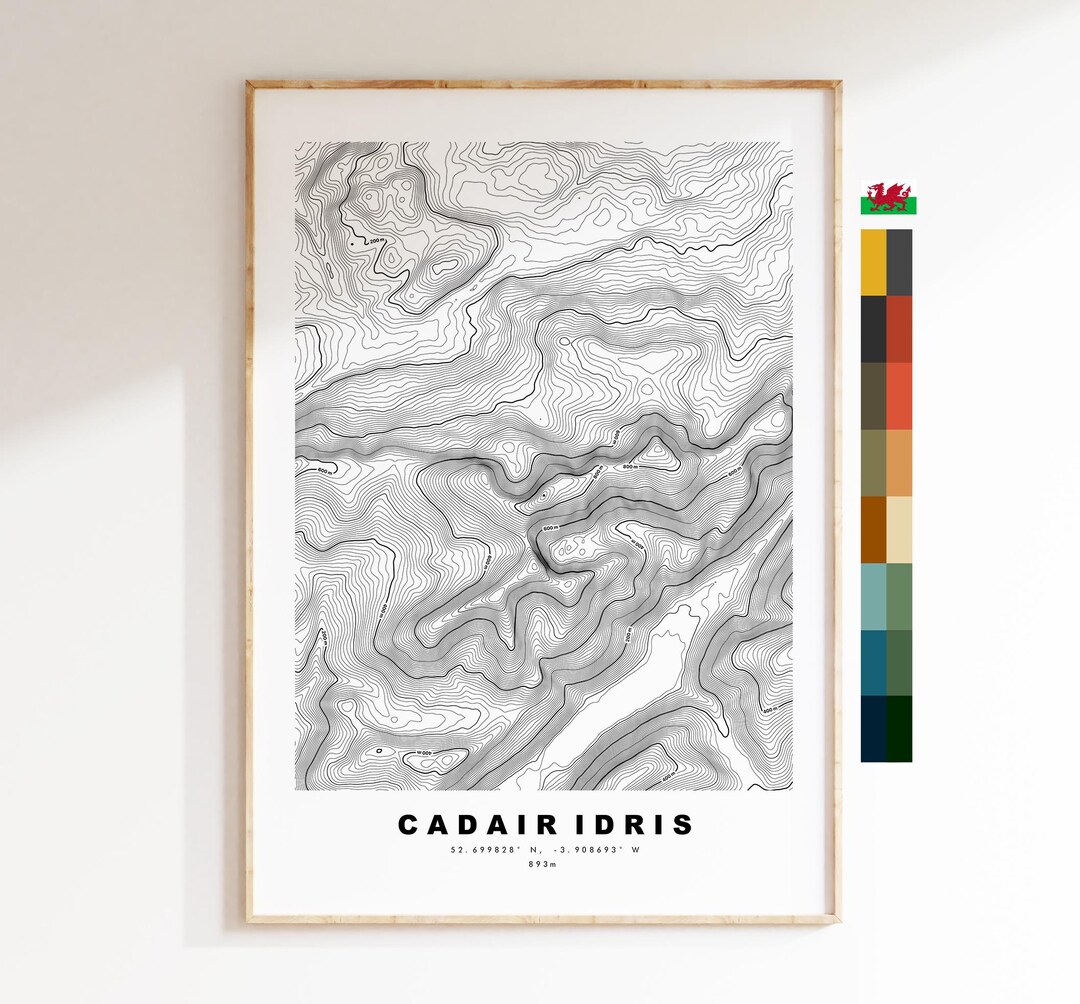 Cadair Idris Print - Contour Map - Snowdonia - Wales - Topographic Map ...