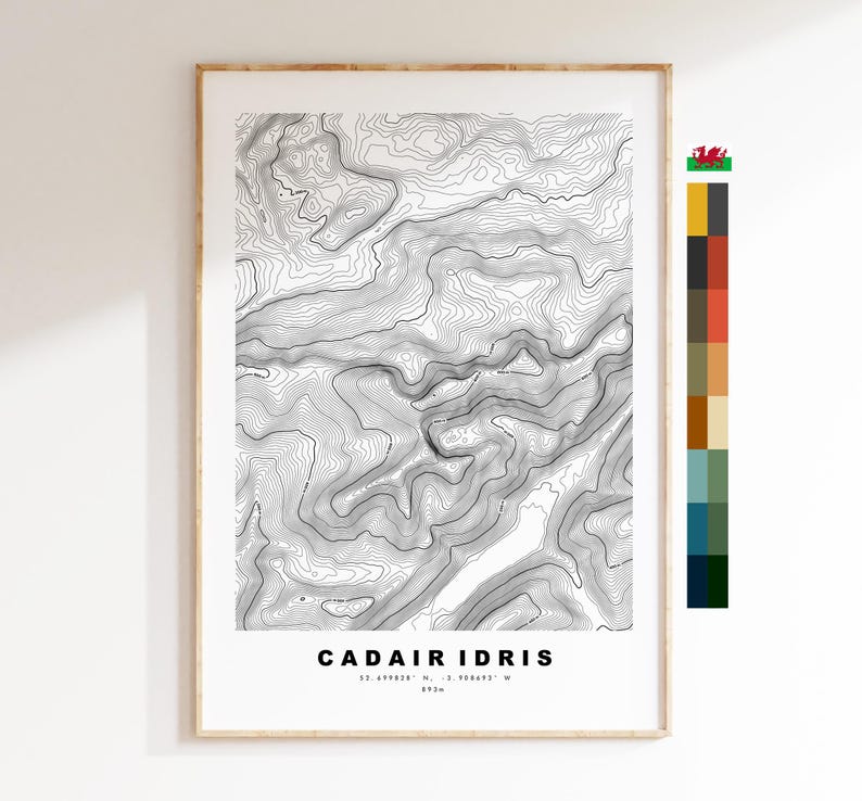 Cadair Idris Print - Contour Map - Snowdonia - Wales - Topographic Map ...