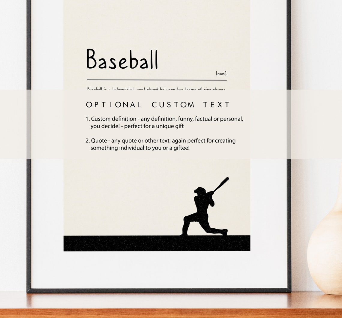 Baseball Definition Print - Custom Text/quote Options - Customised Gift ...