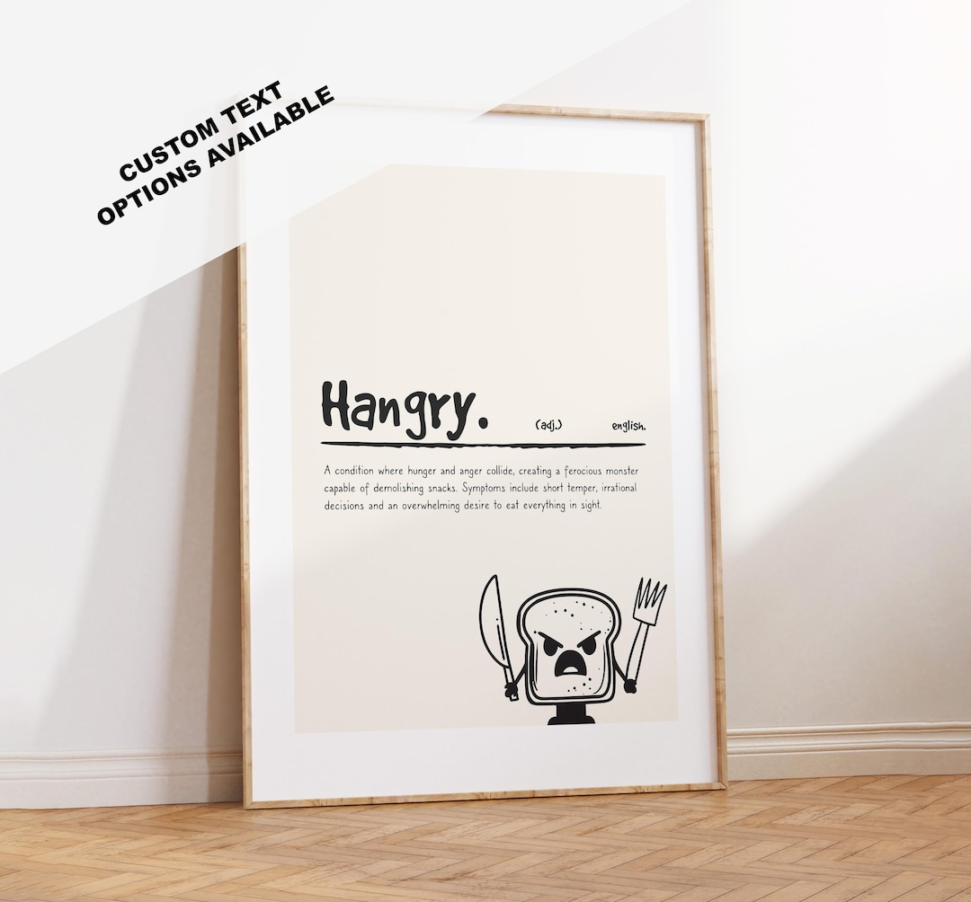 Hangry Print - Hangry Definition Print - Kitchen Poster - Definition ...