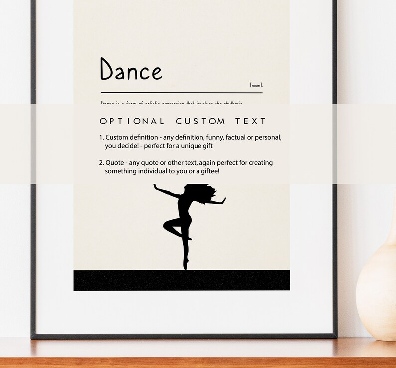 Dance Definition Print - Custom Text/quote Options - Customised Gift ...