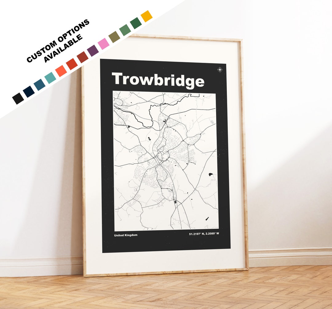 Trowbridge Map Print - Custom Options/colours Available - Prints or ...