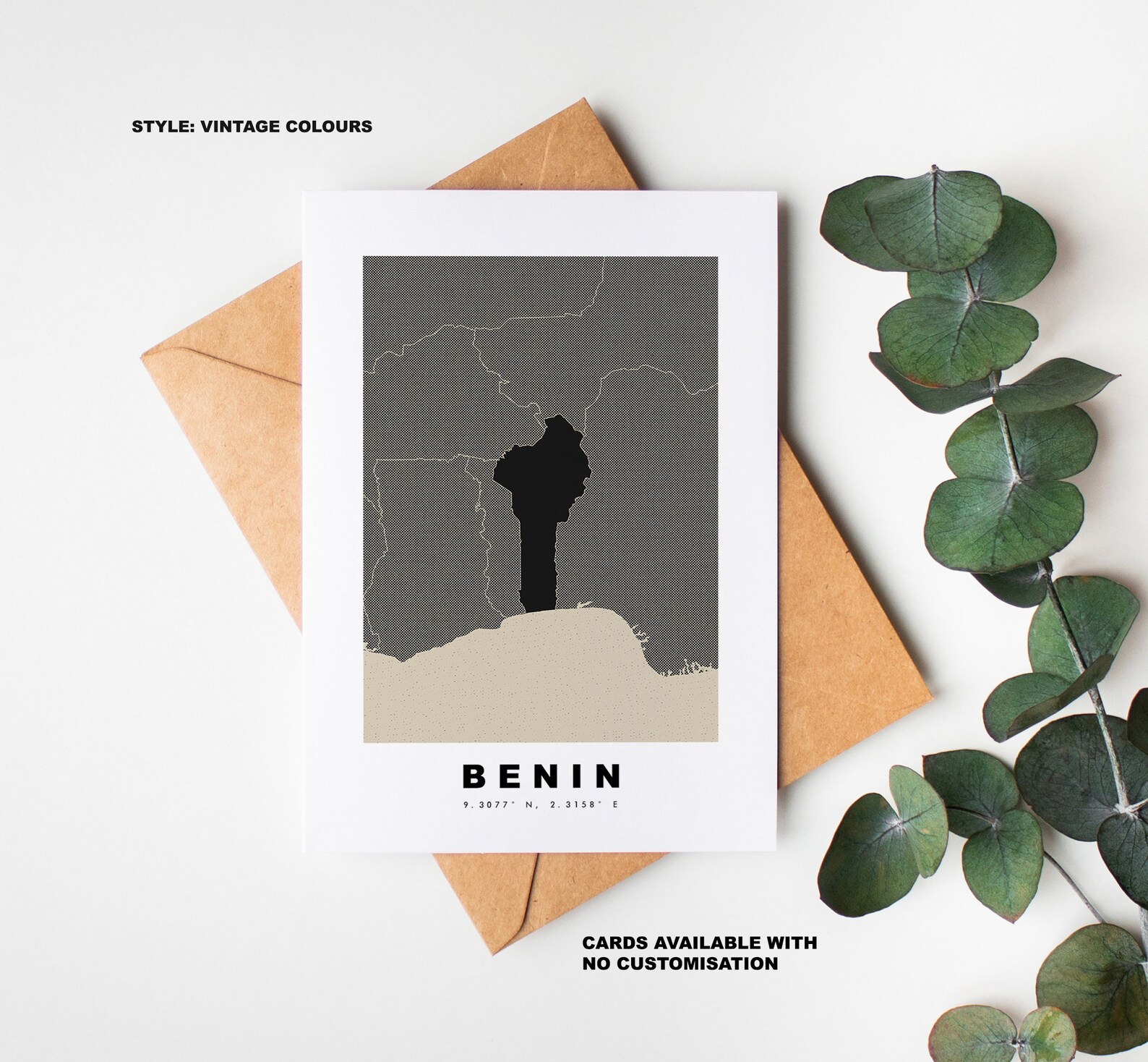 Benin Custom Greeting Card - Kraft Envelope Included - Custom Text ...