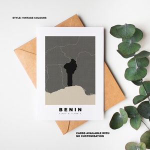 Benin Custom Greeting Card - Kraft Envelope Included - Custom Text ...
