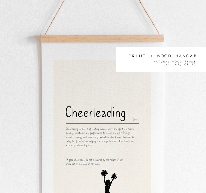 Cheerleading Definition Print - Custom Text/quote Options - Customised ...