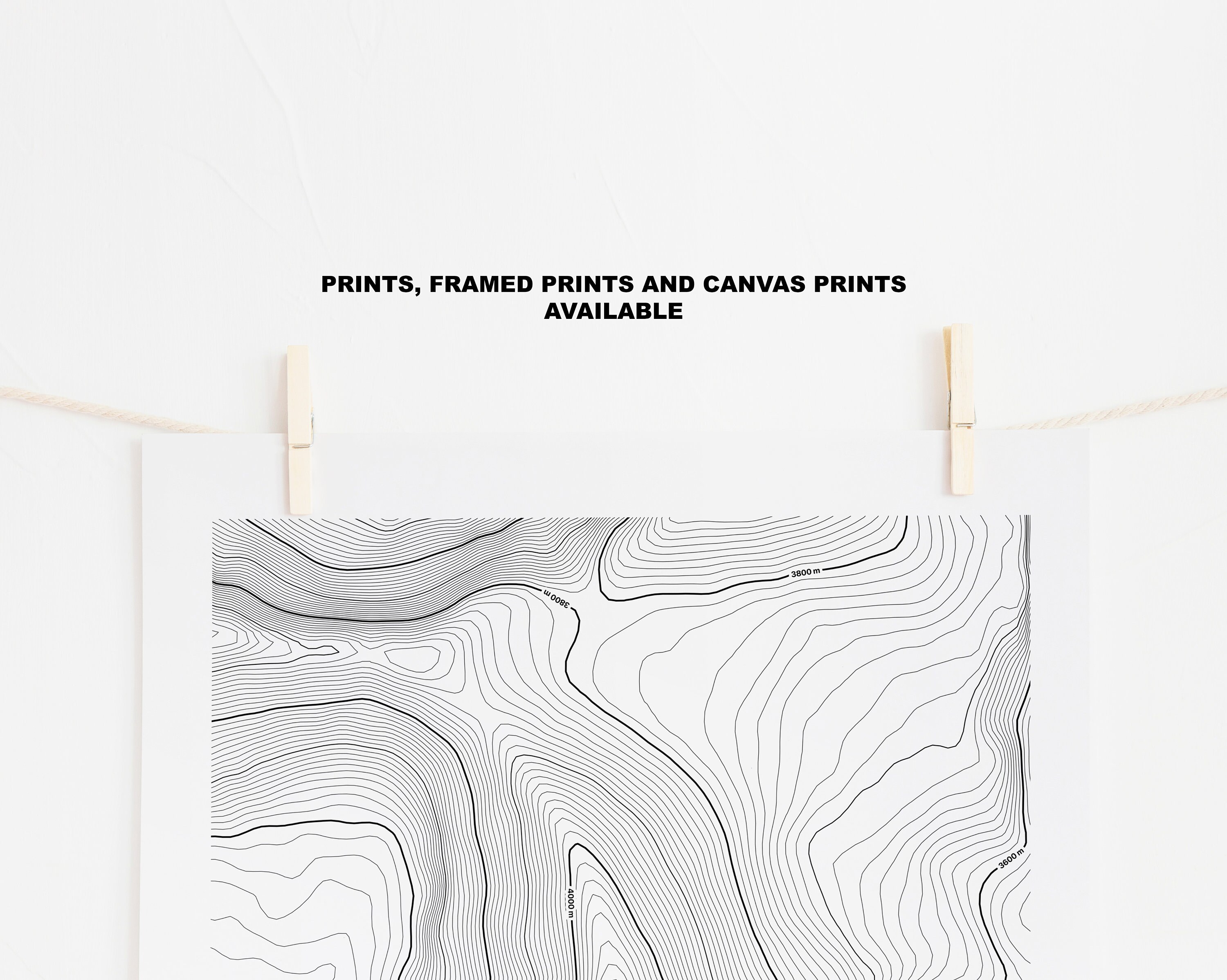 Wheeler Peak Print - Contour Map - Topographic Map - Print - Wall Art ...