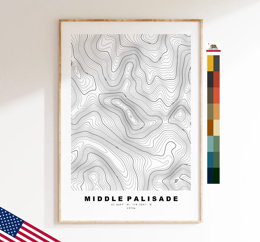 Middle Palisade Map Print - Contour Map Print - Topographic Map ...