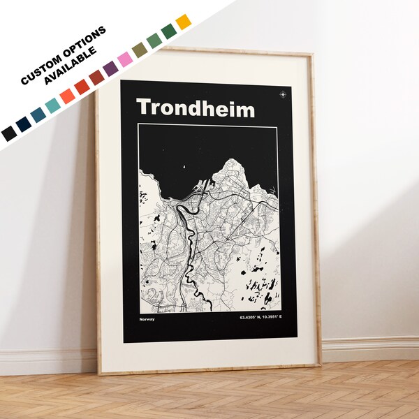 Custom Trondheim Map - Etsy