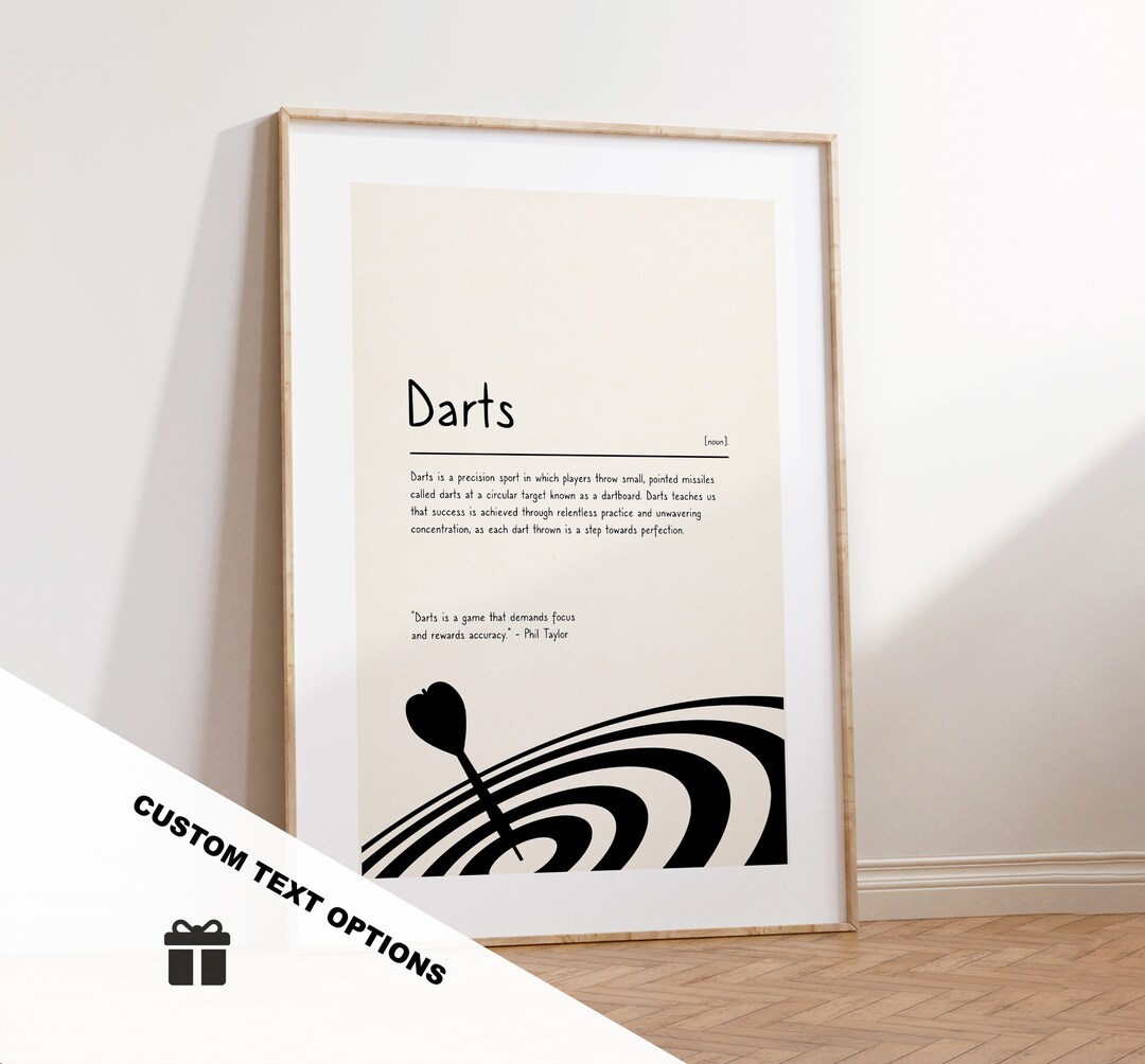 Darts Definition Print - Custom Text/quote Options - Customised Gift ...
