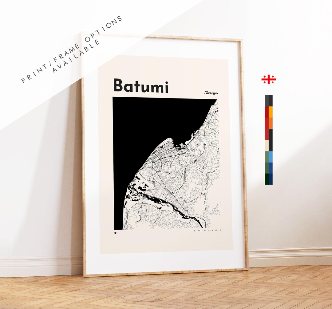 Batumi Map Print - Custom Options/colours Available - Prints or Framed ...