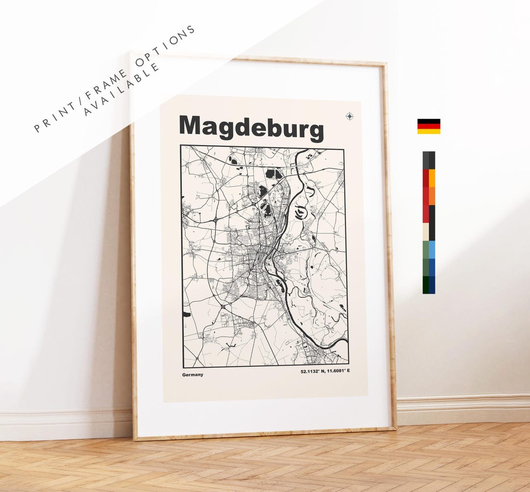Magdeburg Map Print - Magdeburg City Map - Germany - Prints or Framed ...