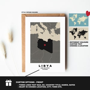 Libya Custom Greeting Card - Kraft Envelope Included - Custom Text ...
