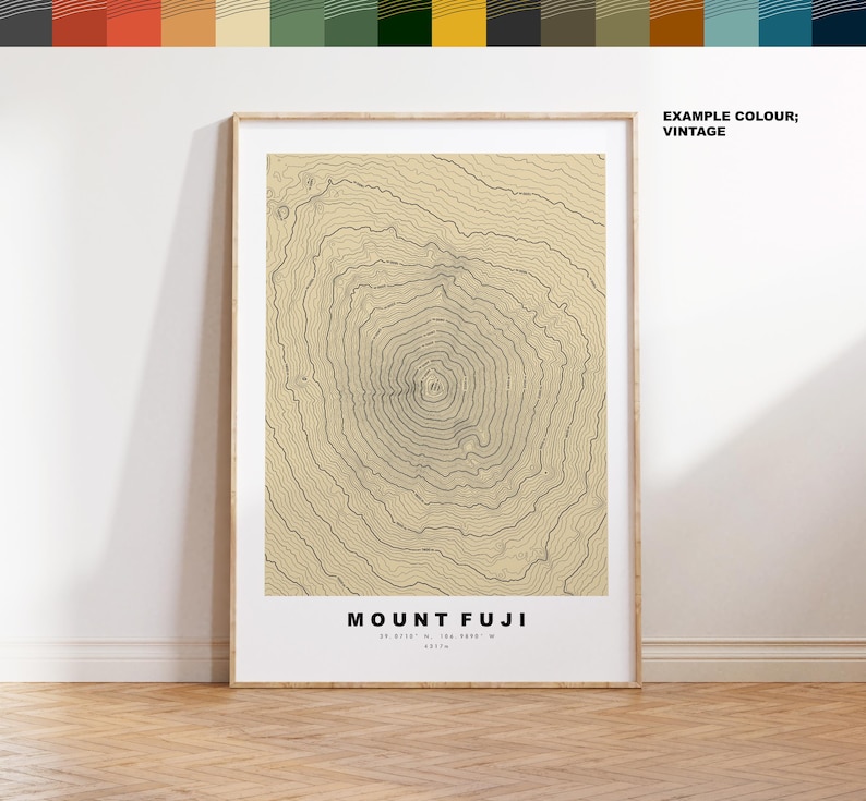 Fuji Map Print - Contour Map Print - Topographic Map - Poster - Wall ...