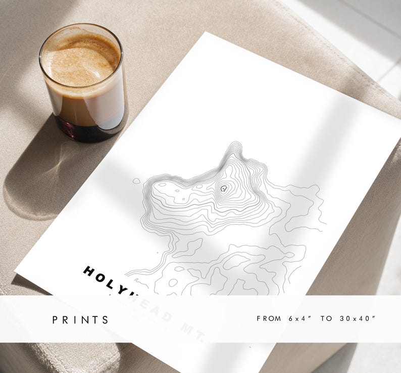 Holyhead Mountain Print - Contour Map - Anglesey - Wales - Topographic ...