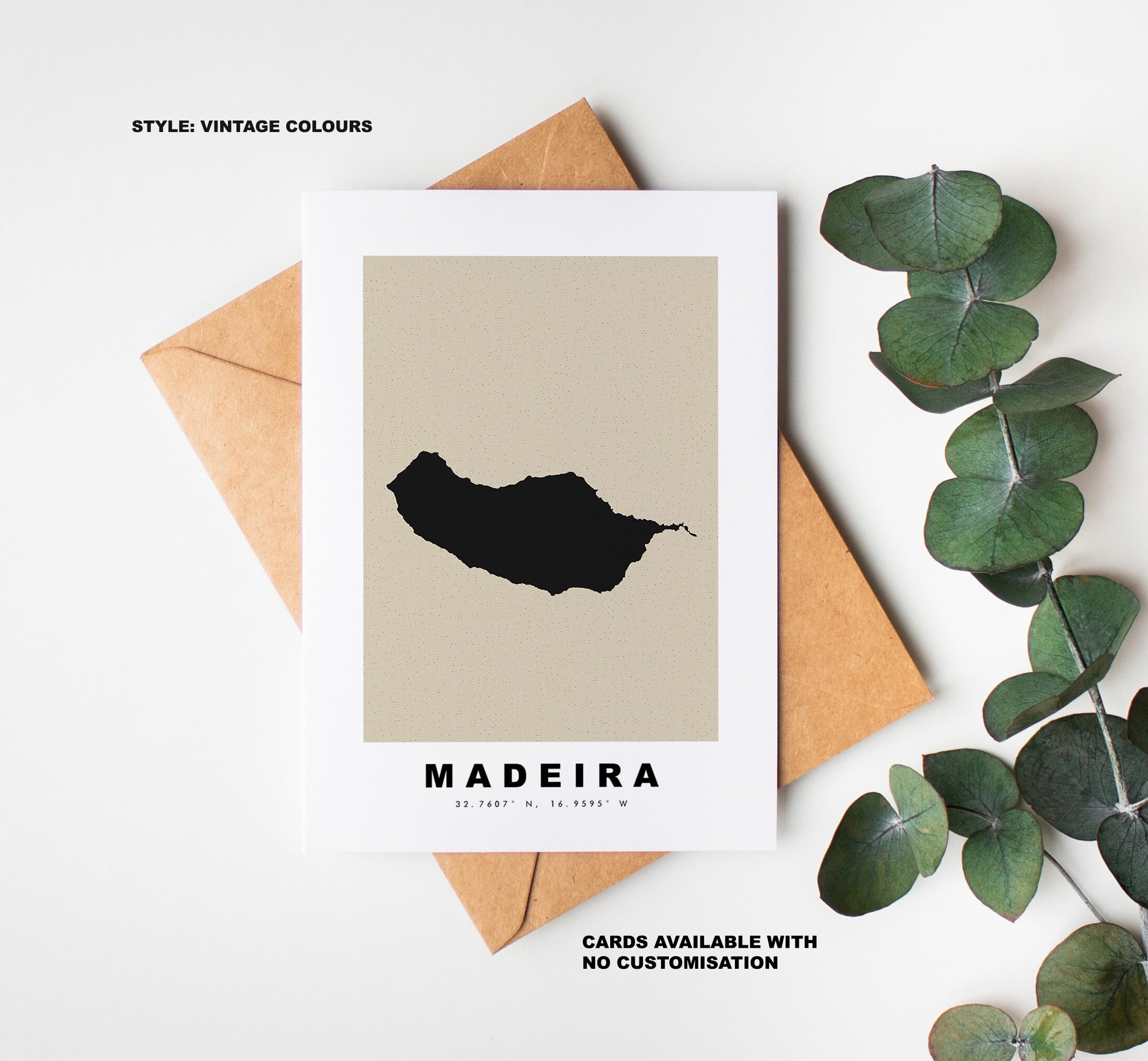 Madeira Custom Greeting Card - Kraft Envelope Included - Custom Text ...