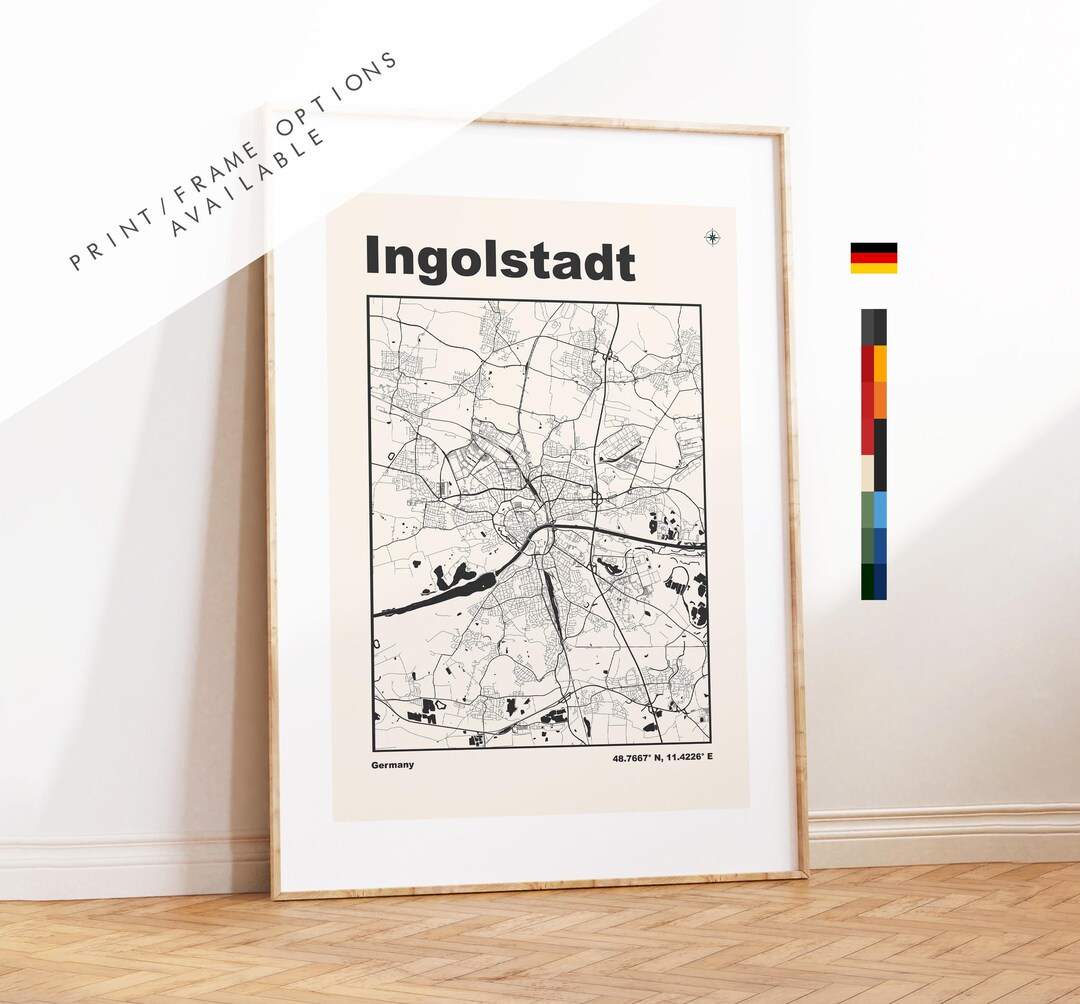 Ingolstadt Map Print - Ingolstadt City Map - Germany - Prints or Framed ...