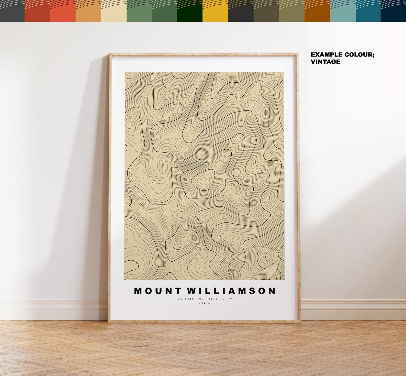 Mount Williamson Map Print - Contour Map Print - Topographic Map ...