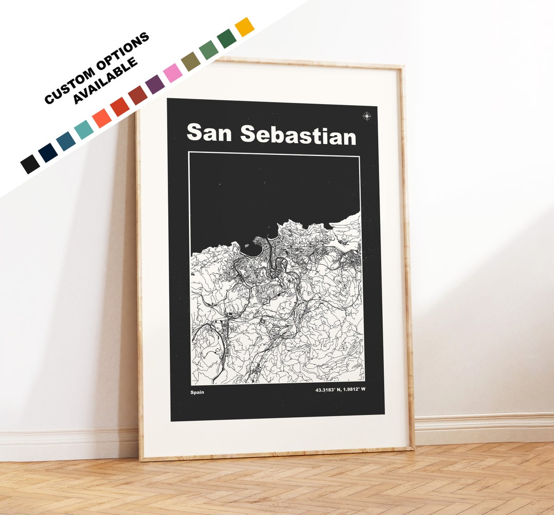 San Sebastian Map Print - Custom Options/colours Available - Prints or ...