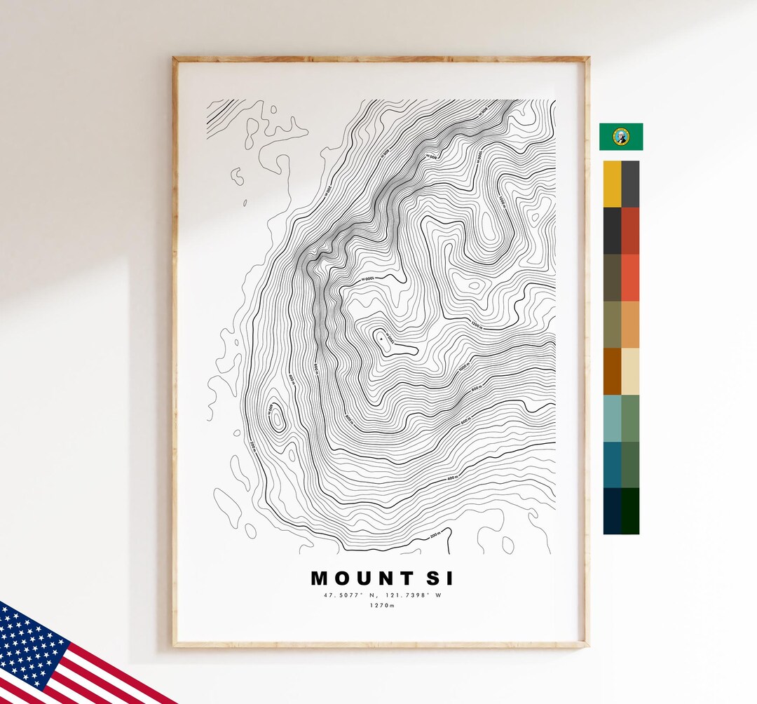 Mount Si Map Print - Contour Map Print - Topographic Map - Poster ...