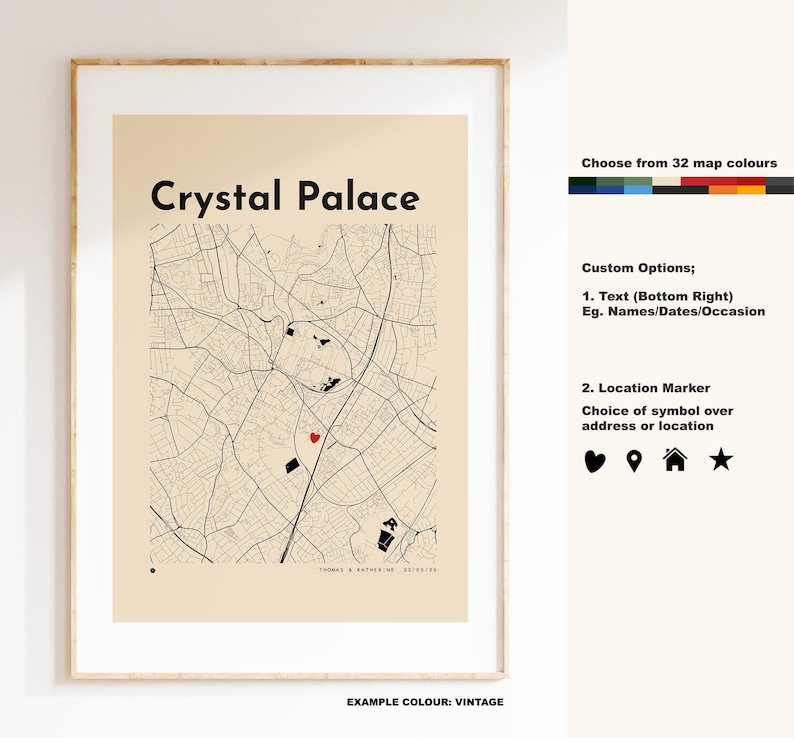 Crystal Palace Map Print - Custom Options/colours Available - Prints or ...