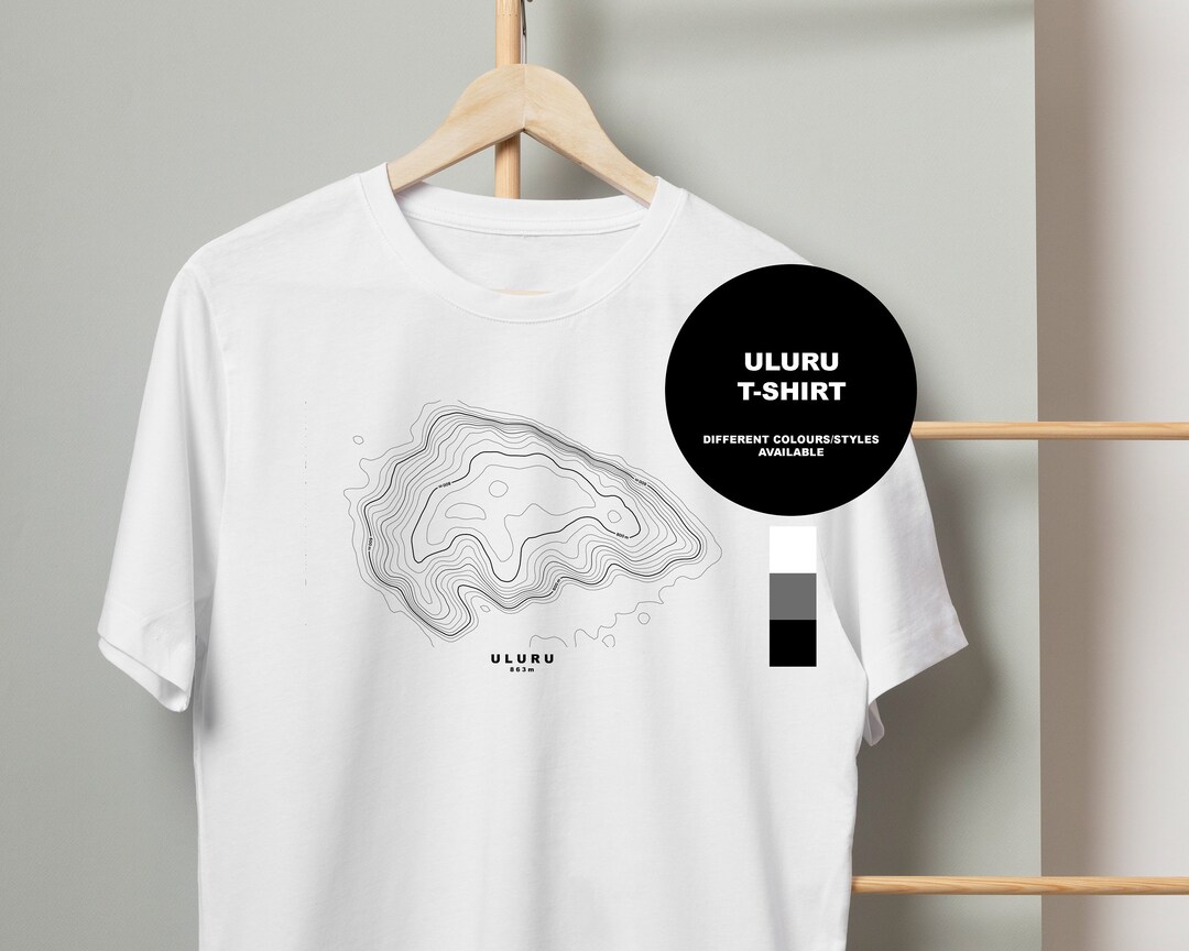 Uluru T Shirt Contour Map T-shirt Different Colours Available White ...