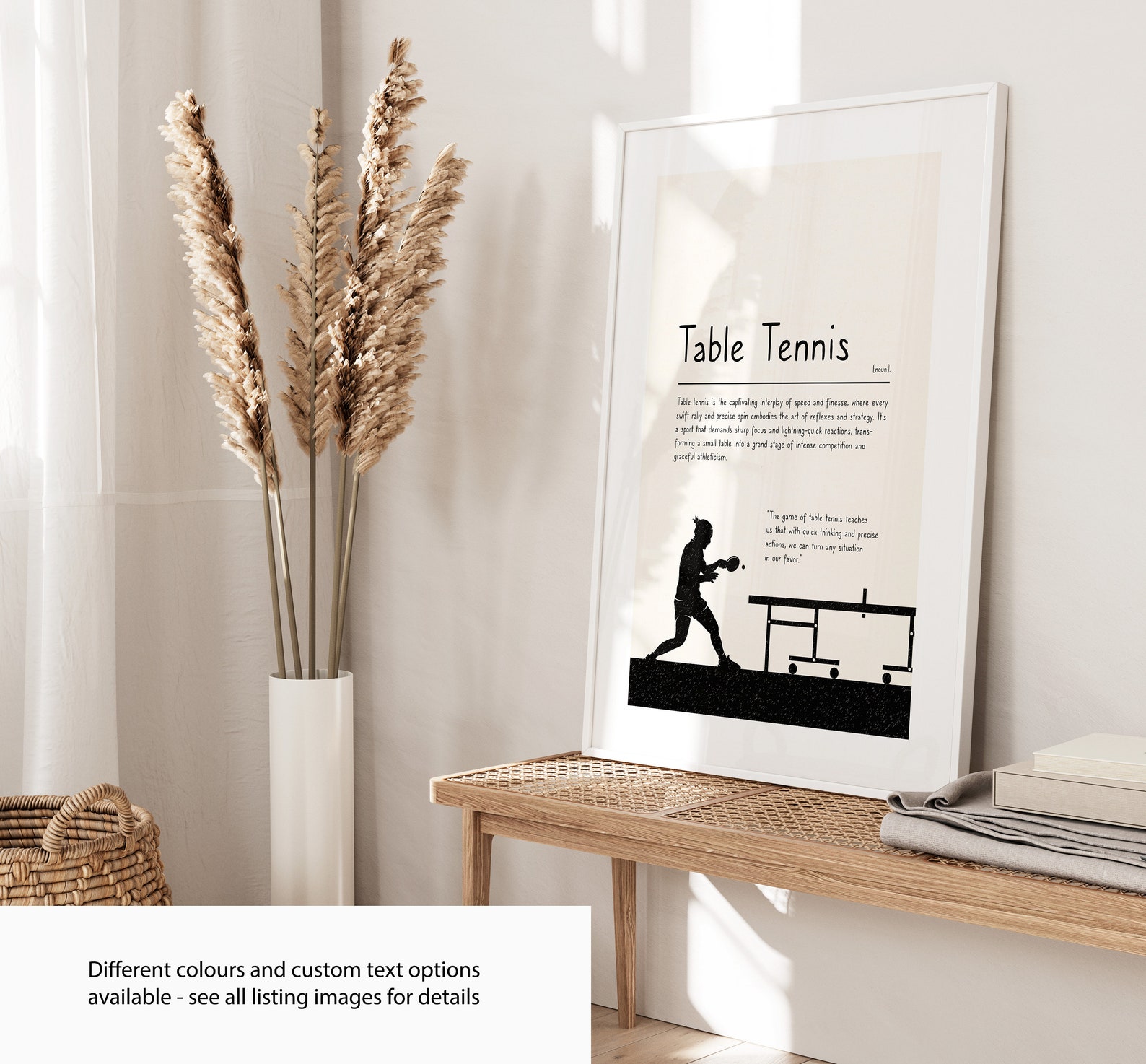 Table Tennis Definition Print - Custom Text/quote Options - Customised ...