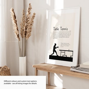 Table Tennis Definition Print - Custom Text/quote Options - Customised ...