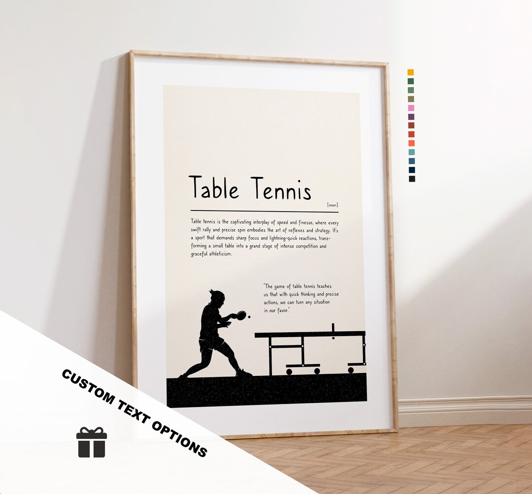 Table Tennis Definition Print - Custom Text/quote Options - Customised ...