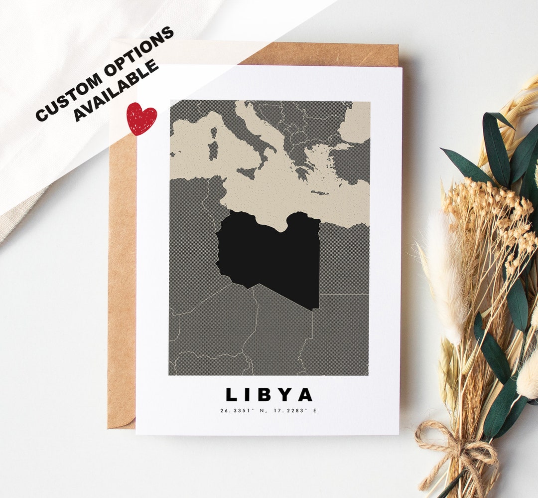 Libya Custom Greeting Card - Kraft Envelope Included - Custom Text ...