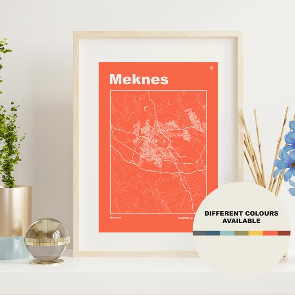 Meknès Map Poster - Etsy UK