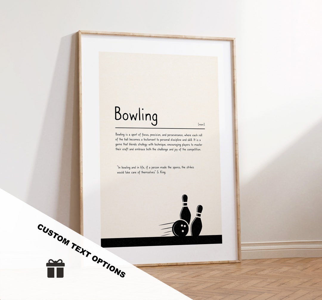 Bowling Definition Print - Custom Text/quote Options - Customised Gift ...