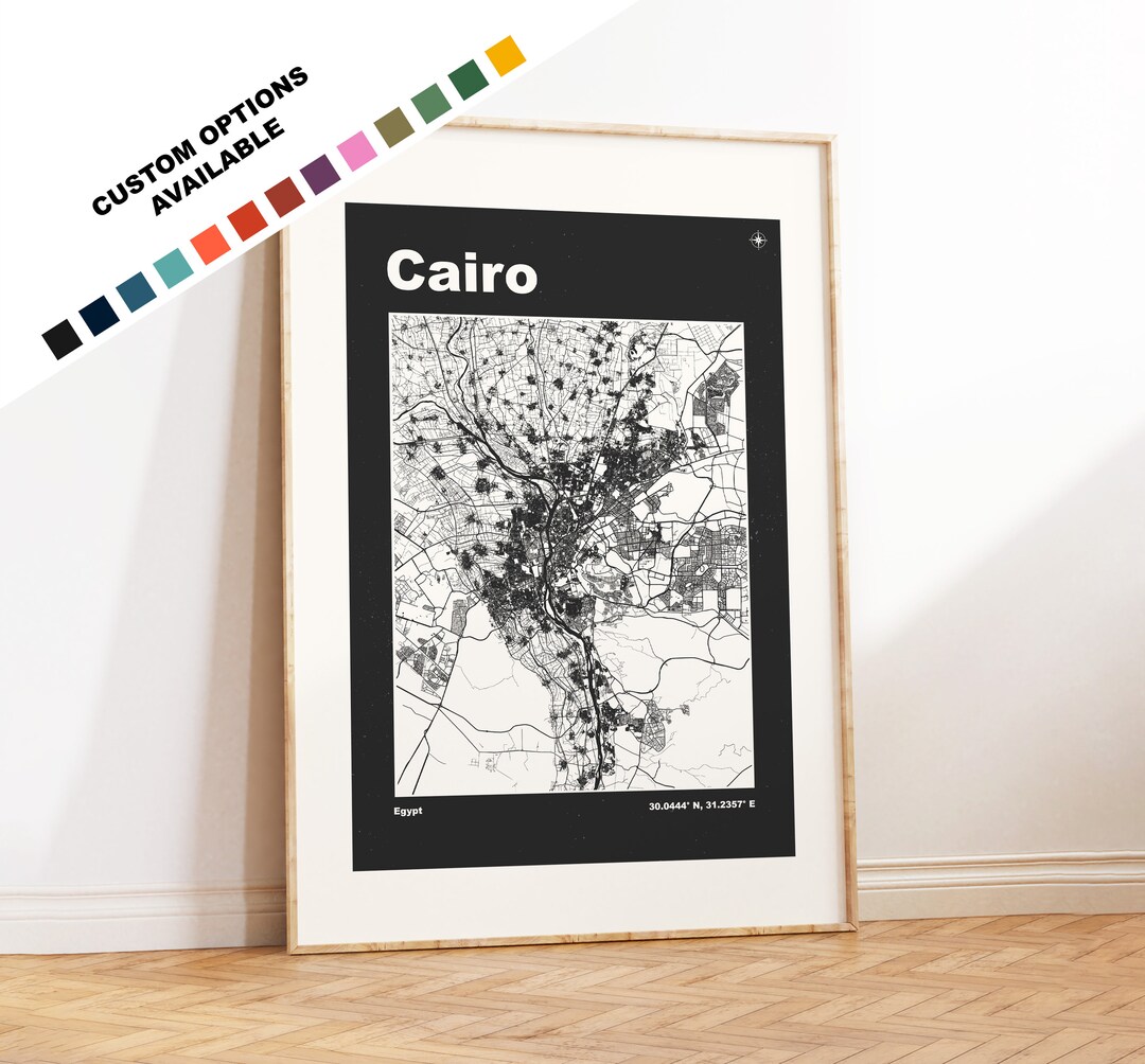 Cairo Map Print - Custom Options/colours Available - Prints or Framed ...