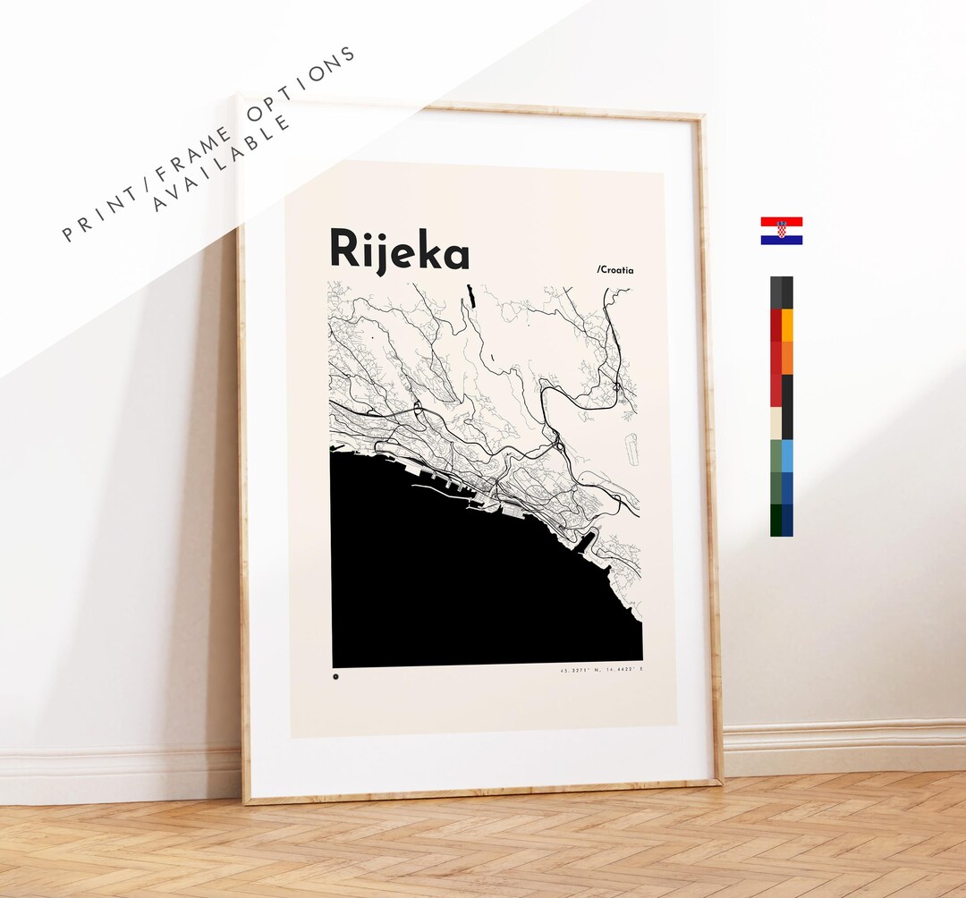 Rijeka Imprimir mapa de la ciudad - Croacia - Etsy España