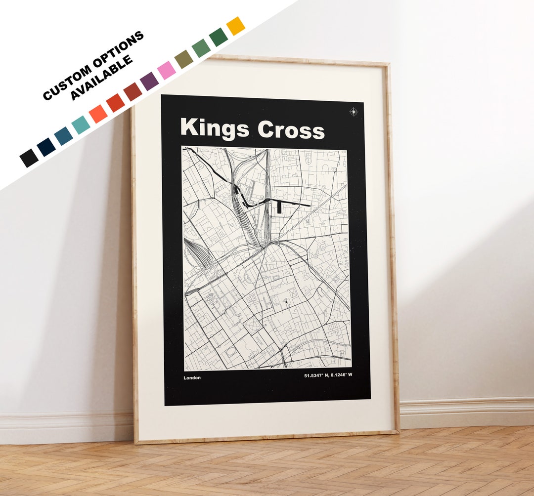 Kings Cross Map Print - Custom Options/colours Available - Prints or ...