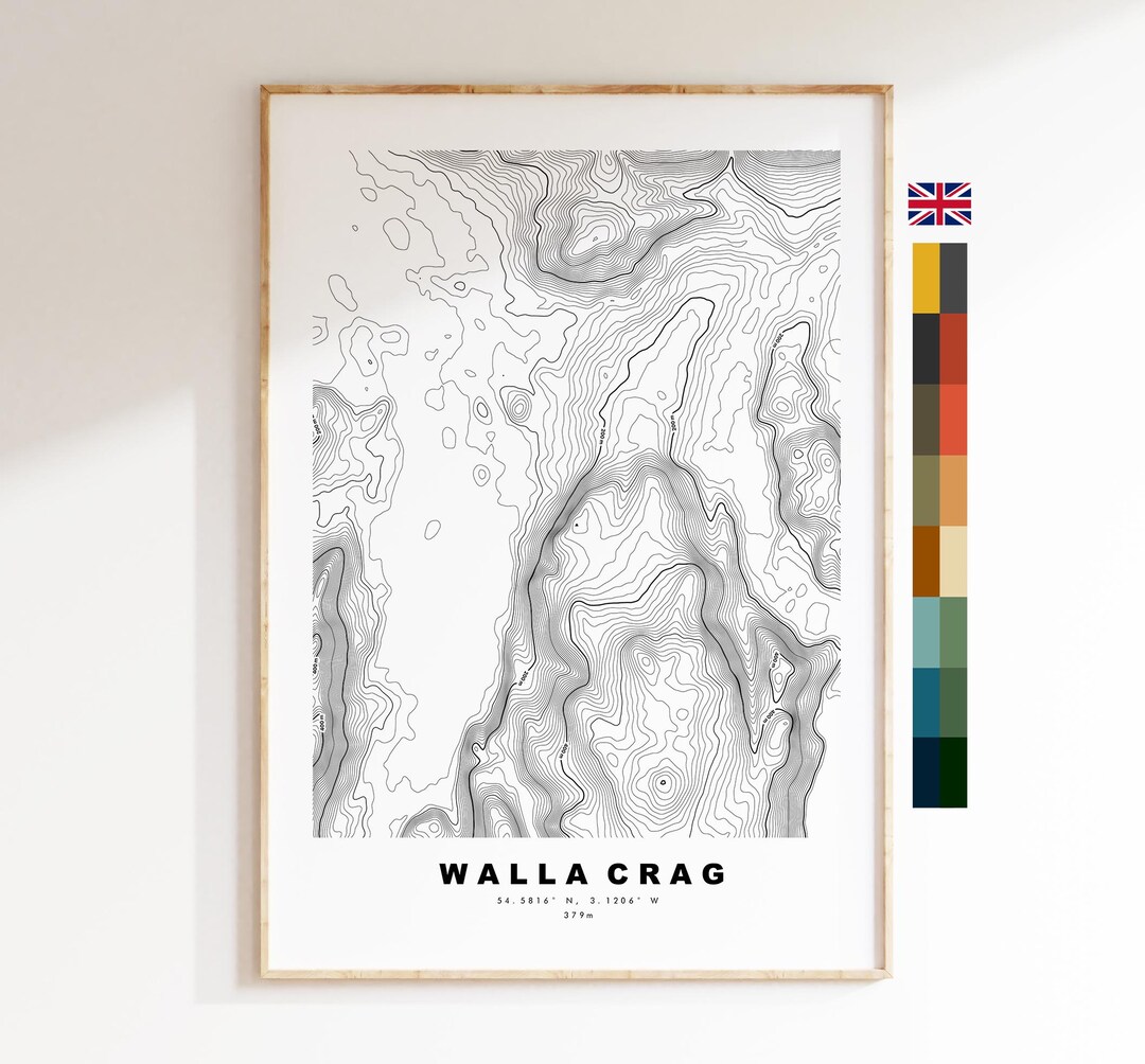 Whiteside Print - Contour Map - Whiteside Lake District Map - Lake ...
