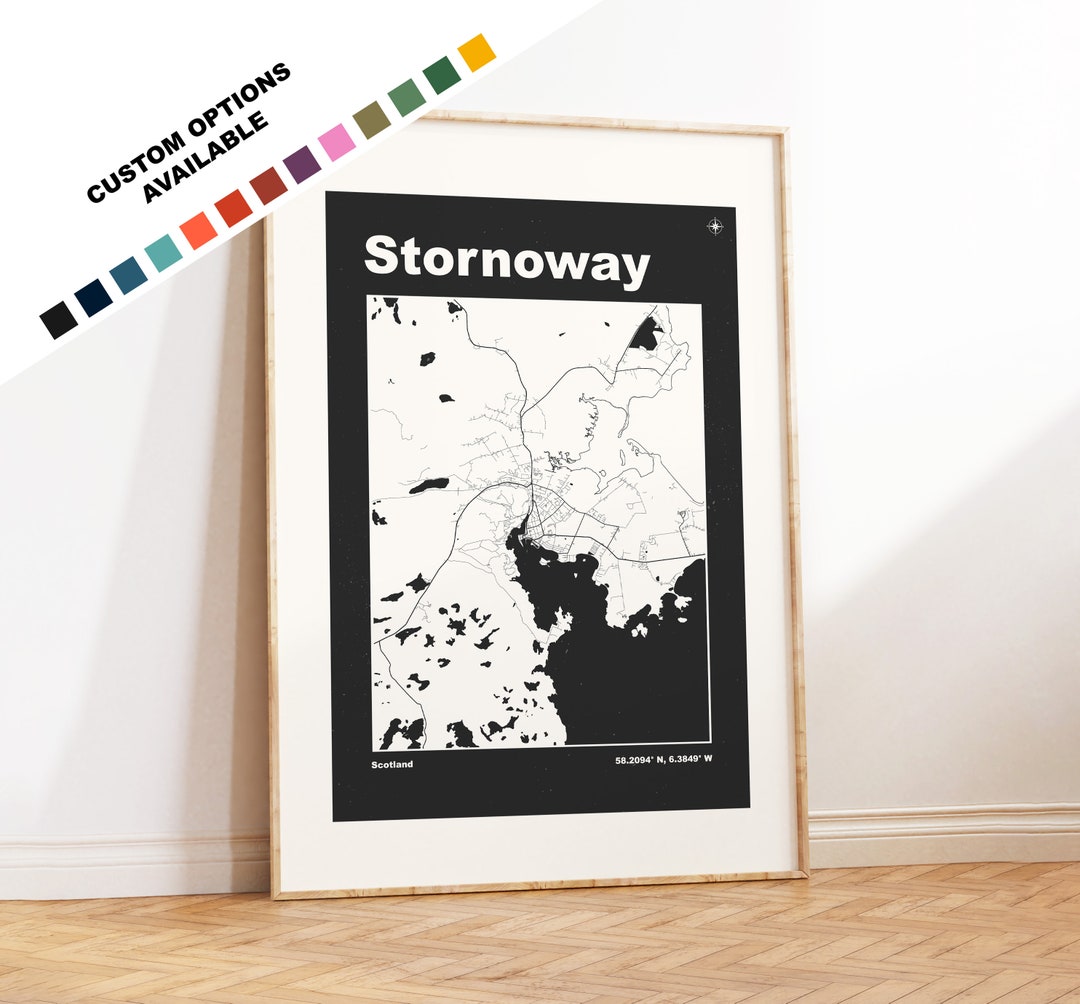 Stornoway Map Print Custom Options/colours Available Prints or Framed ...