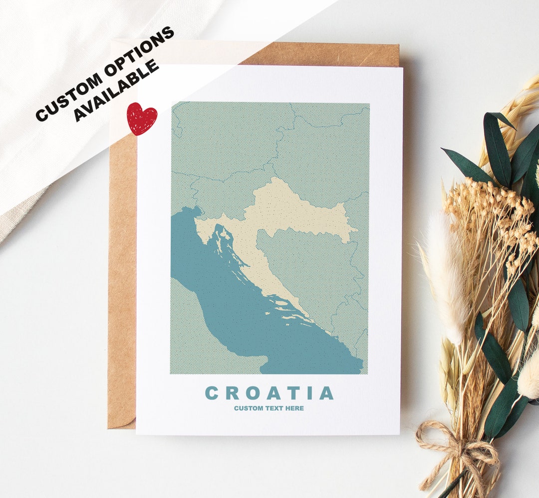 Croatia Greeting Card - Custom Options Available - Kraft Envelope ...