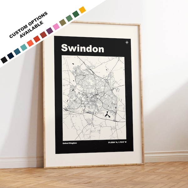 Custom Swindon Map - Etsy
