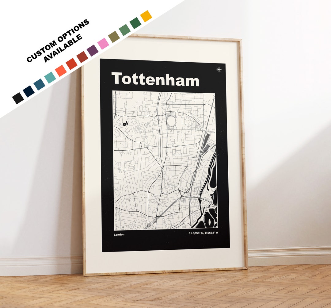 Tottenham Map Print - Custom Options/colours Available - Prints or ...