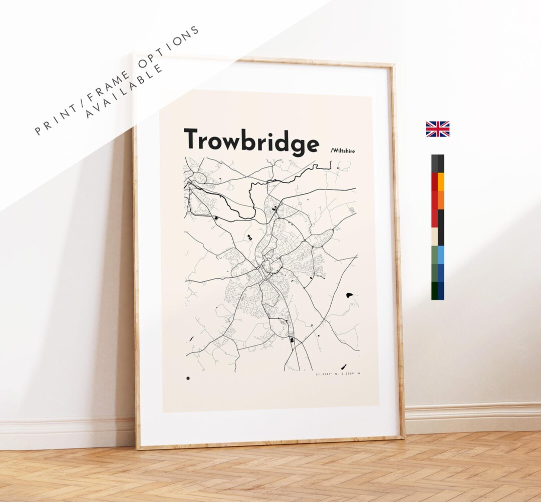 Trowbridge Map Print - Custom Options/colours Available - Prints or ...