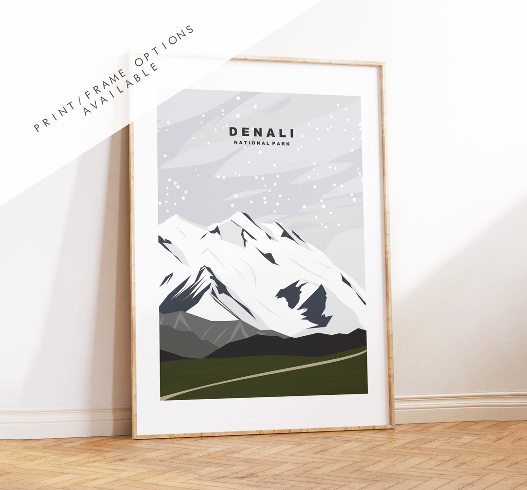 Denali Print US National Park Poster Travel Poster Prints, Framed or ...