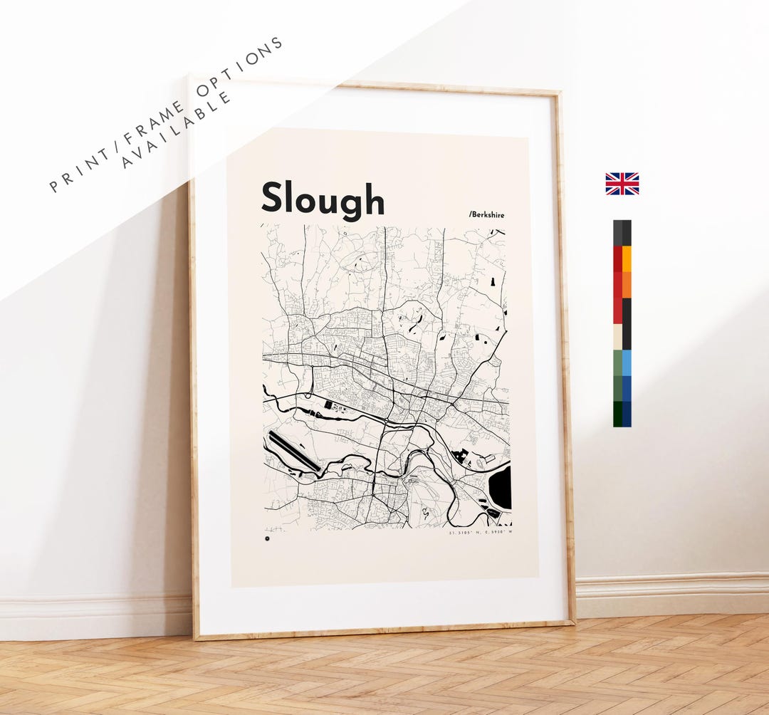 Slough Map Print - Custom Options/colours Available - Prints or Framed ...
