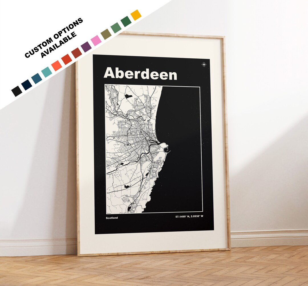 Aberdeen Map Print - Custom Options/colours Available - Prints or ...