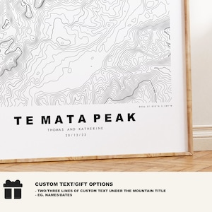Te Mata Peak Print - Contour Map - Topographic Map - Print - Poster ...