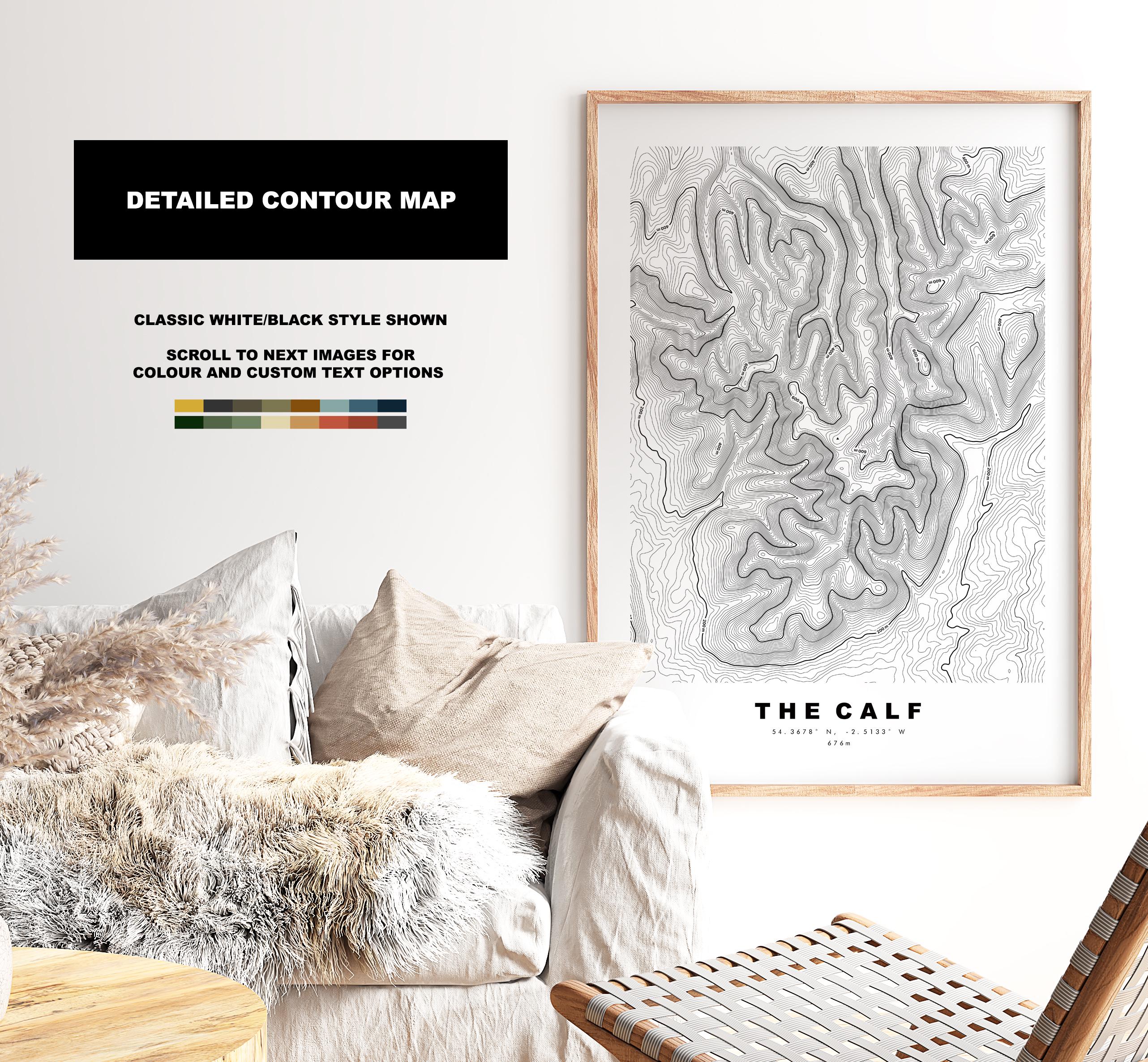 The Calf Print - Contour Map - the Calf Map - Topographic Map - Print ...