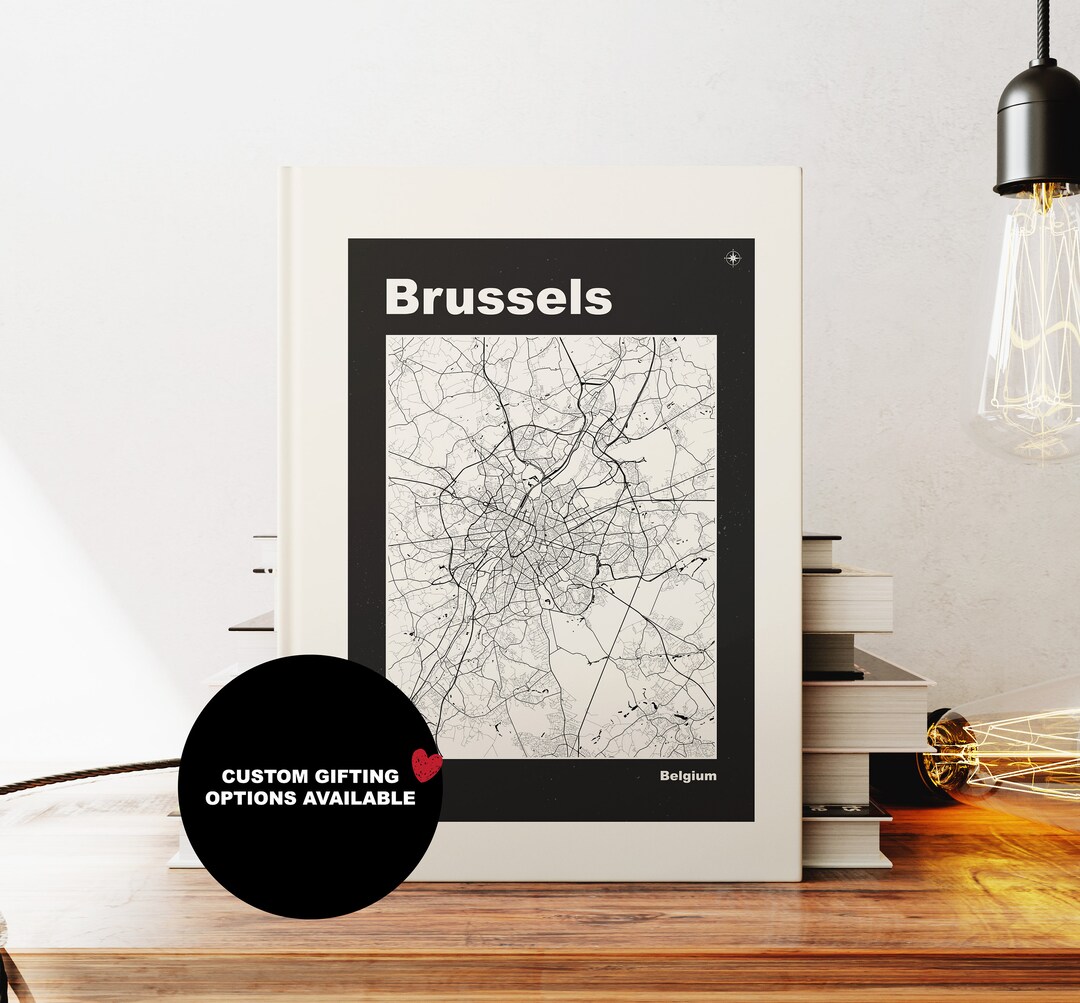 Brussels Map Notebook A5 or A4 Map Notebook Hardcover - Etsy