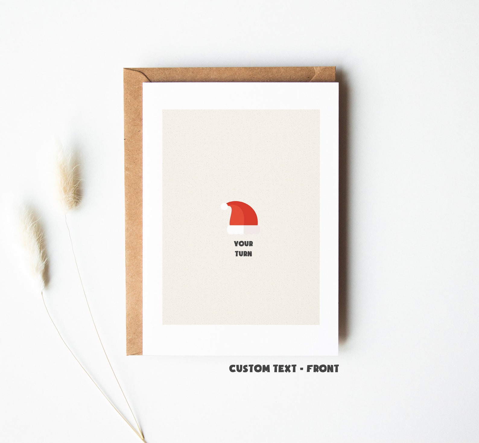 Santa Hat Card - Minimalist Santa Hat Card - Christmas Card - Blank ...